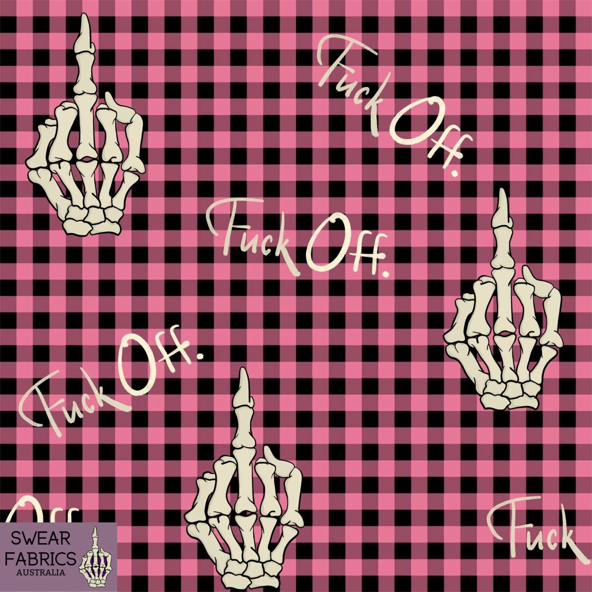 Pink Gingham Skeleton Swear Fabric – Bae Bands Australia